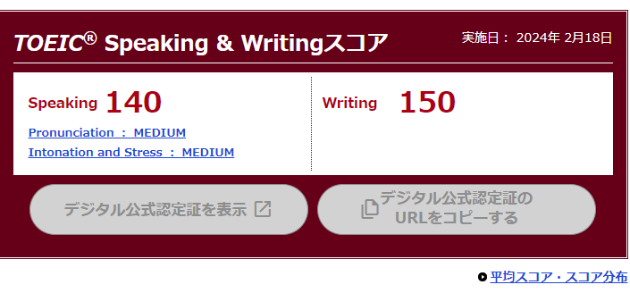 TOEIC SW結果発表: 今さらTOEIC990点を目指すサラリーマンのブログ